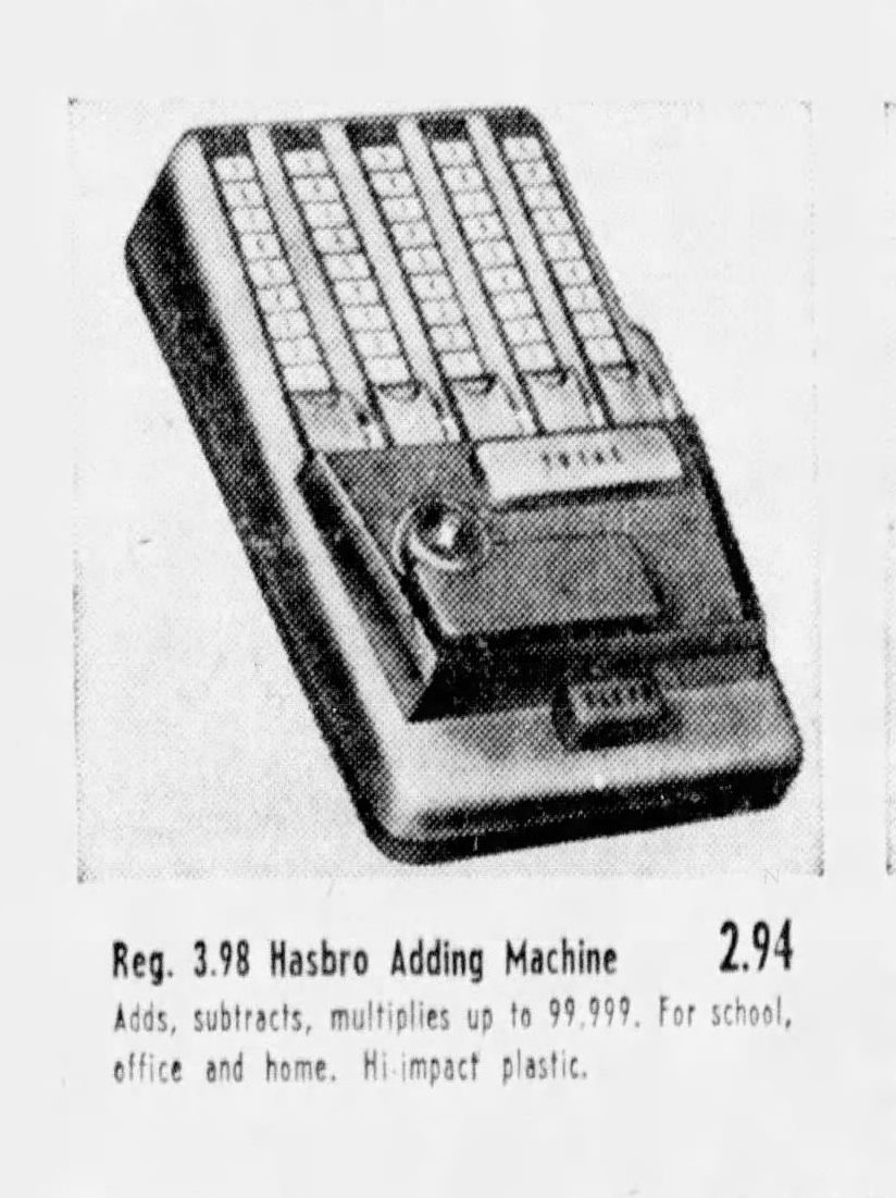 Hasbro Adding Machine - Jaap's Mechanical Calculators Page