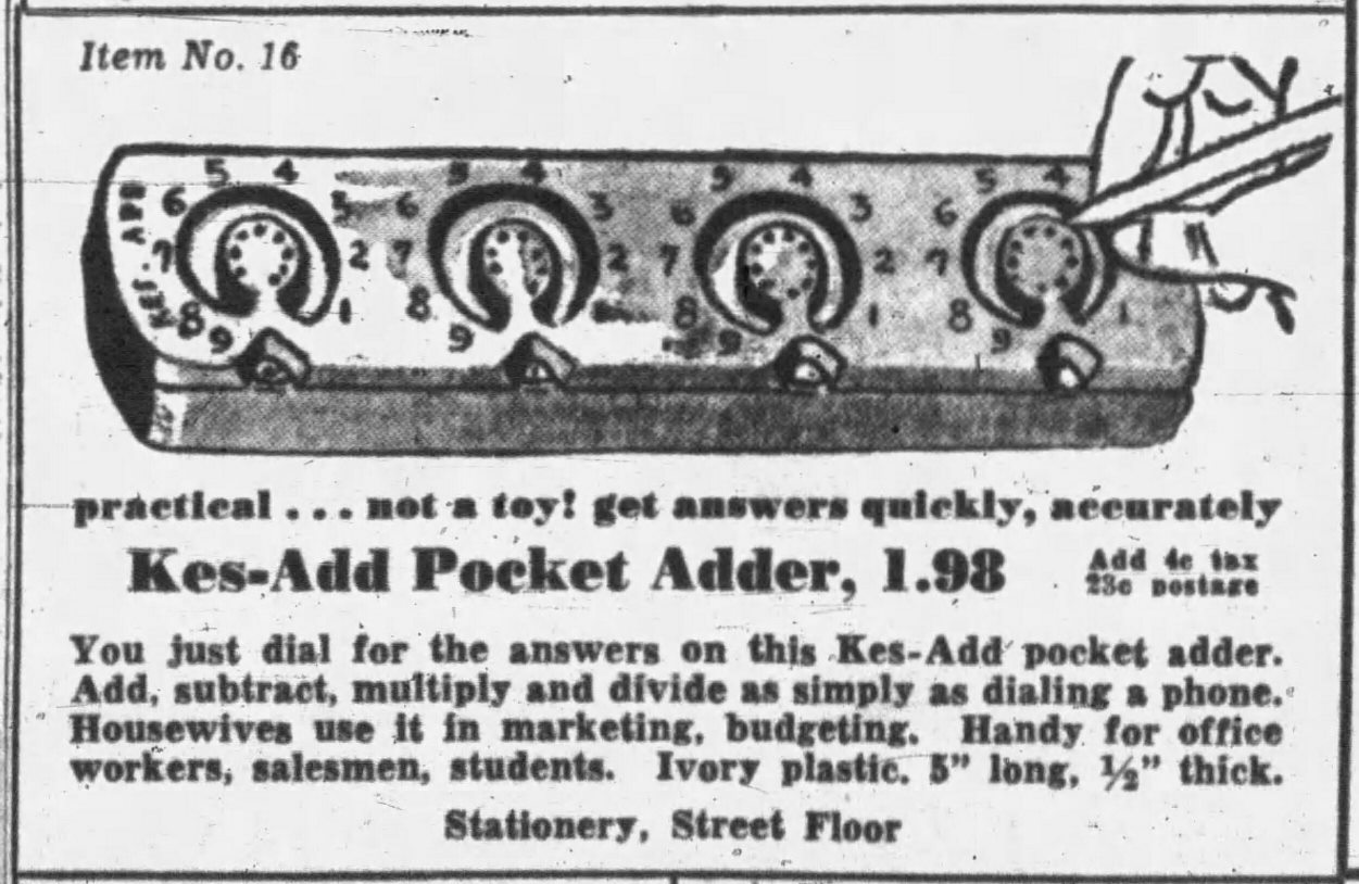 The Kesling Pocket Adder - Jaap's Mechanical Calculators Page