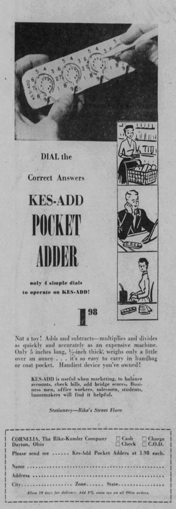 The Kesling Pocket Adder - Jaap's Mechanical Calculators Page