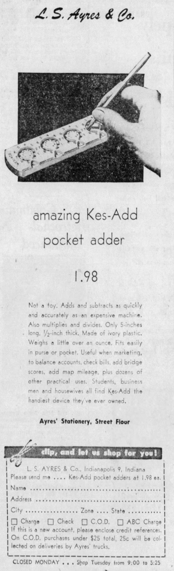 The Kesling Pocket Adder - Jaap's Mechanical Calculators Page
