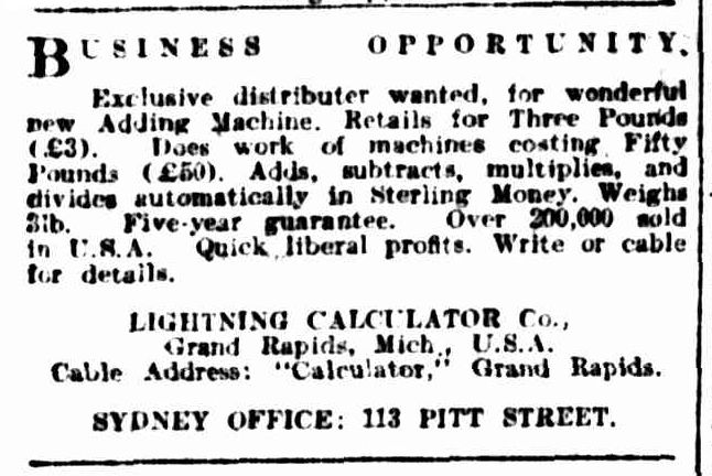 The Lightning Adding Machine - Jaap's Mechanical Calculators Page