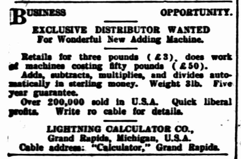 The Lightning Adding Machine - Jaap's Mechanical Calculators Page