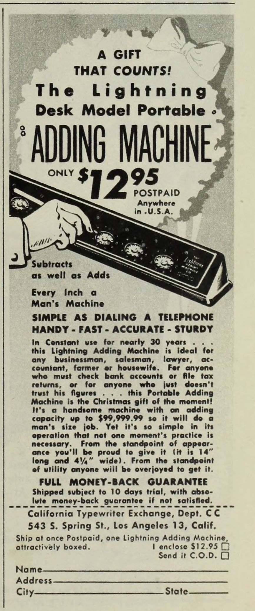 The Lightning Adding Machine - Jaap's Mechanical Calculators Page