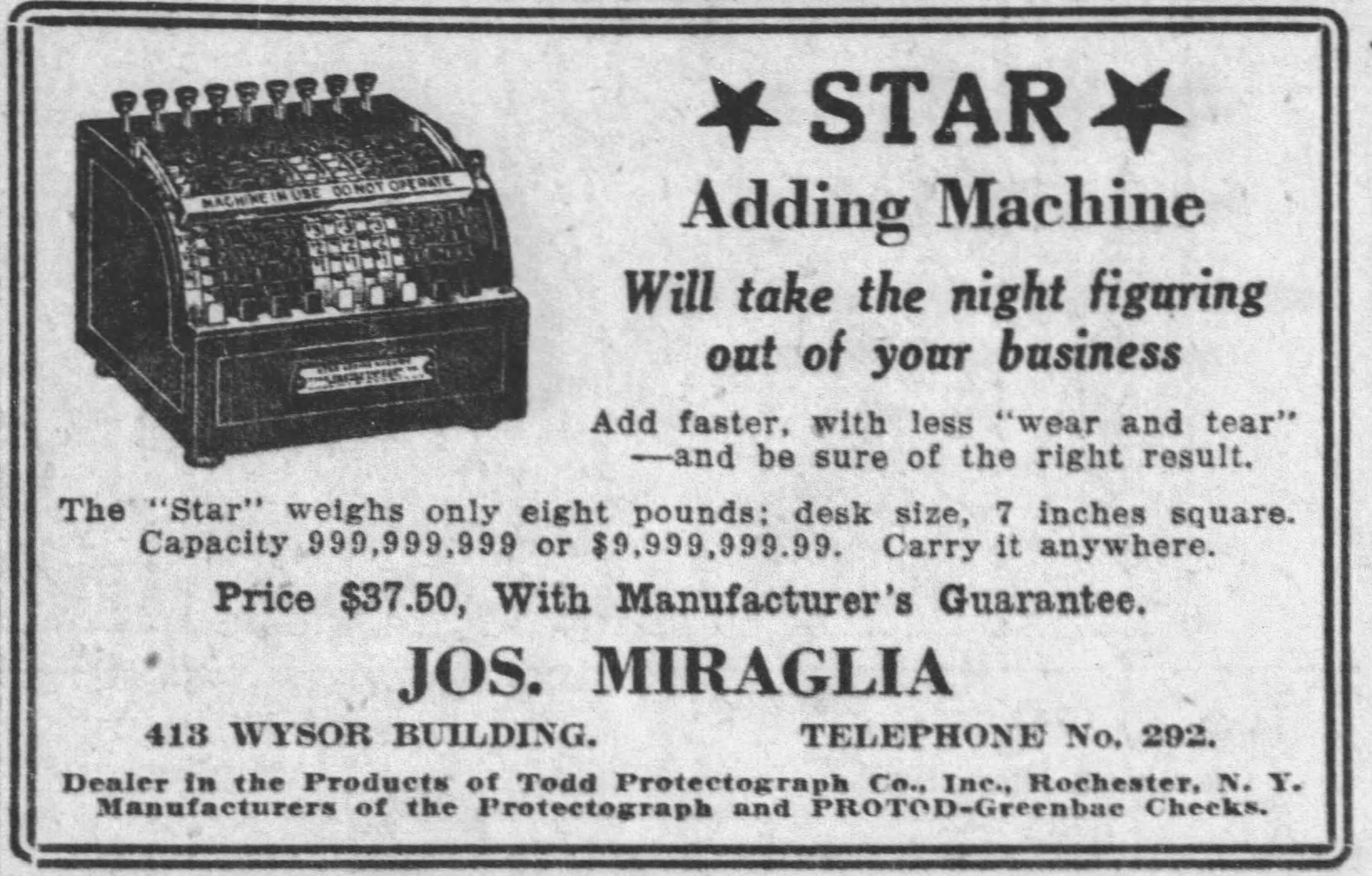 Star Adding Machine - Jaap's Mechanical Calculators Page