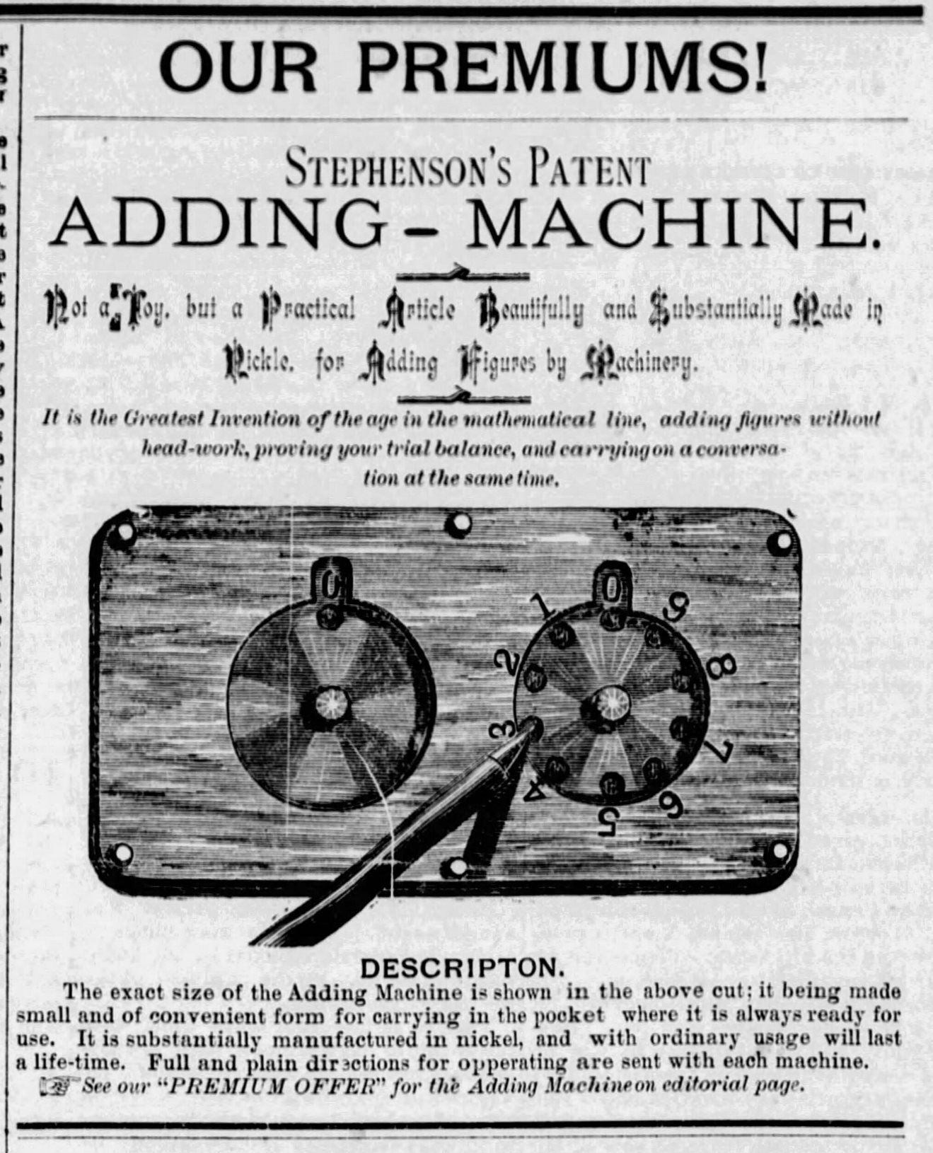 Stephenson's Adder - Jaap's Mechanical Calculators Page