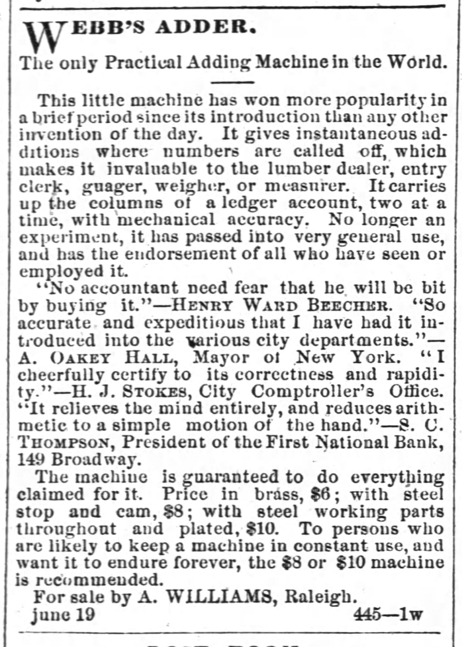 The Webb Adder - Jaap's Mechanical Calculators Page
